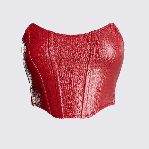 Finesse | Tops | Finesse Red Croc Strapless Corset Top | Poshmark